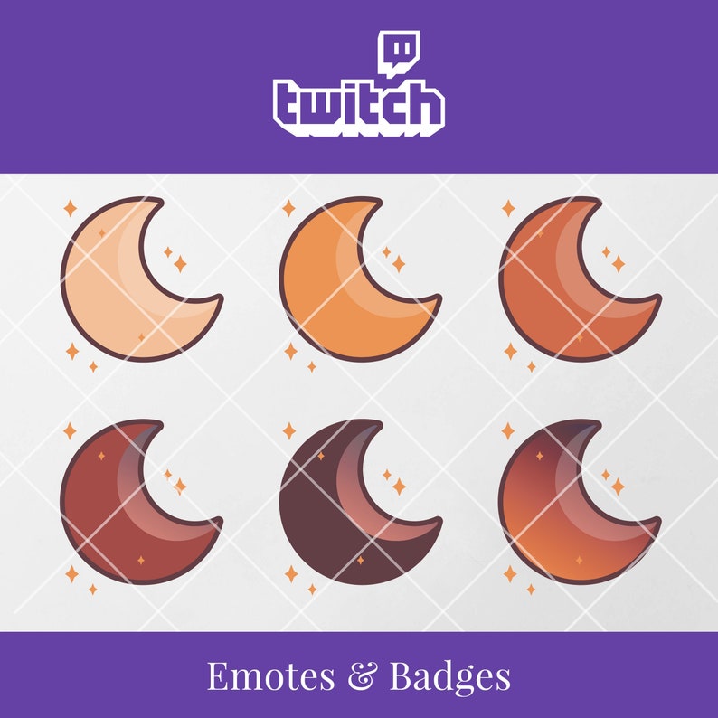 Twitch Emotes, Cheer Bit & Subscriber Badges Moons Instant Download - Etsy