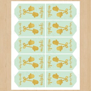 Holiday DIY Gift Tags Printable Mint Green and Gold Foil Mittens Theme ...