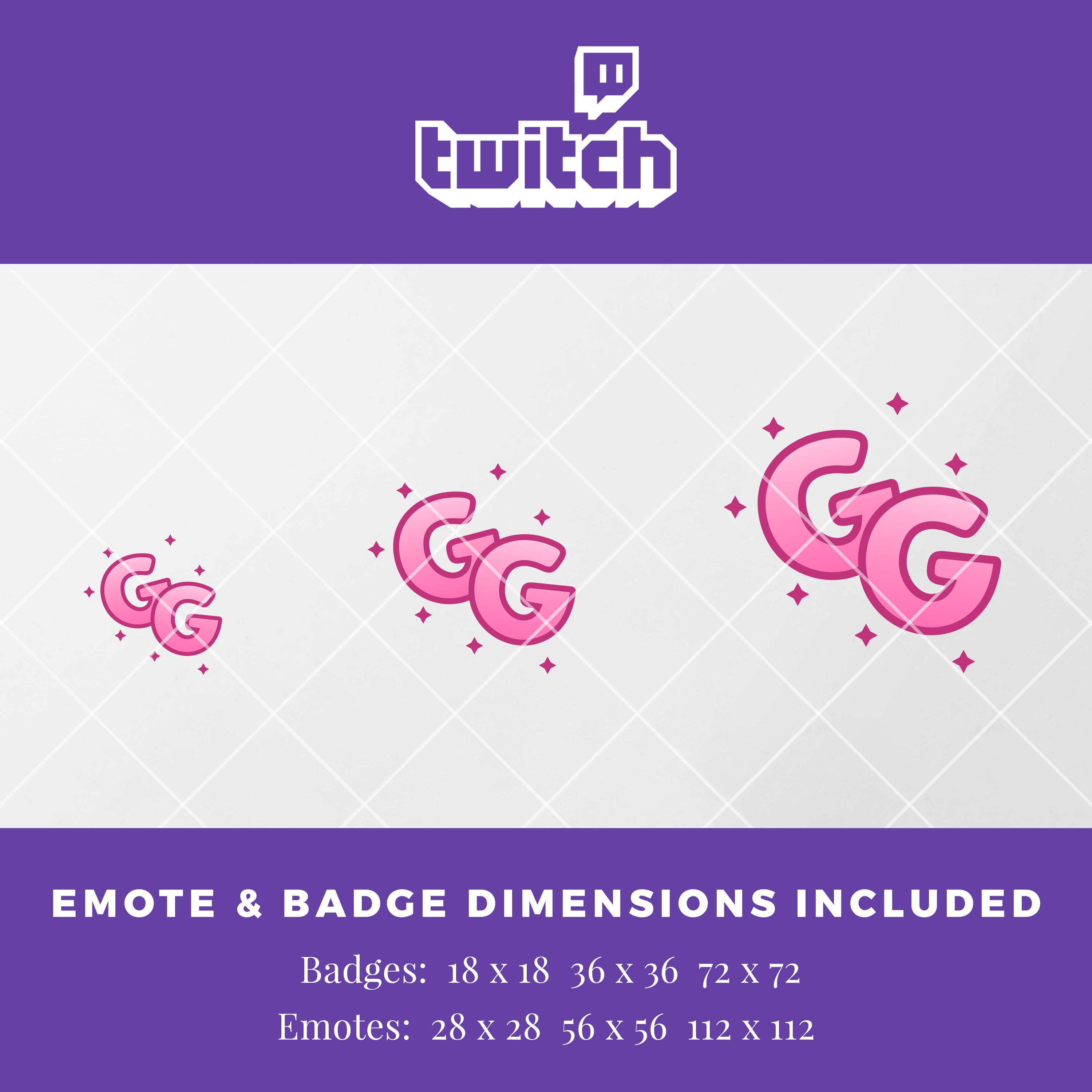 Twitch Emotes, Cheer Bit & Subscriber Badges Pink Text Instant Download ...