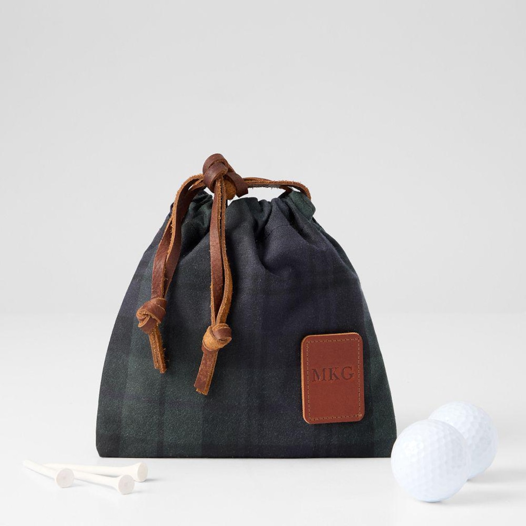 Personalized Golf Bag in Blackwatch Tartan, Durable Canvas Drawstring ...