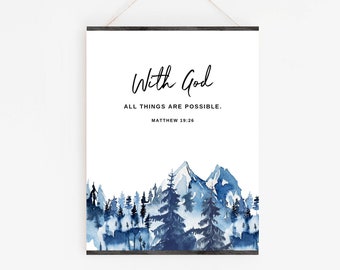 Printable with God All Things Are Possible Sign, Matthew 19:26 - Etsy