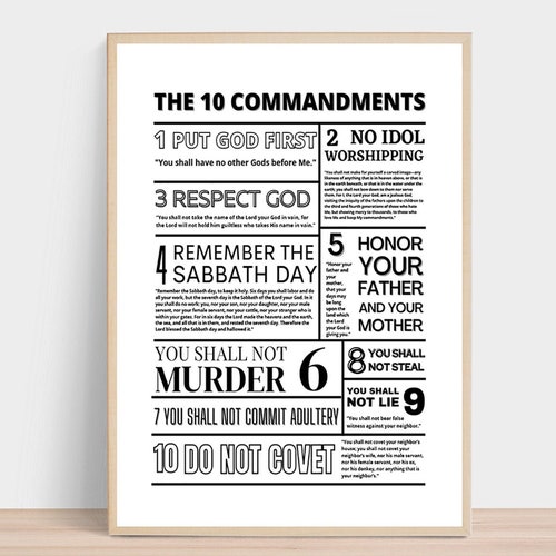 The 10 Commandments Modern Font Christian Home Decor Print - Etsy