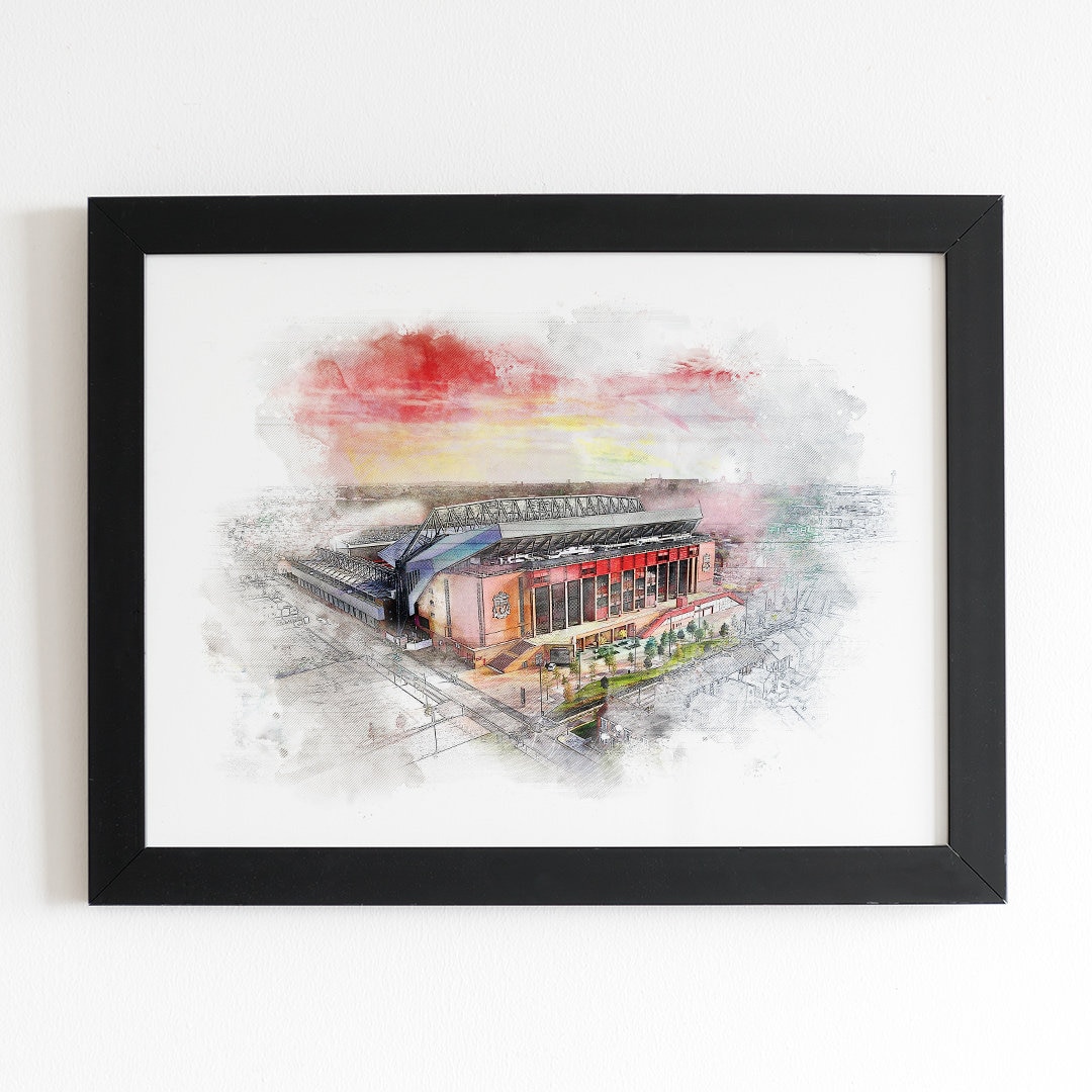 Anfield Liverpool FC Watercolour Football Stadium Location Travel ...