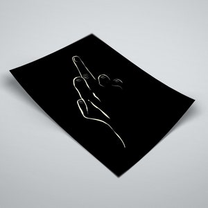 Middle Finger Illustration Poster A4,A3,A2,A1 Home Decor Wall Art ...