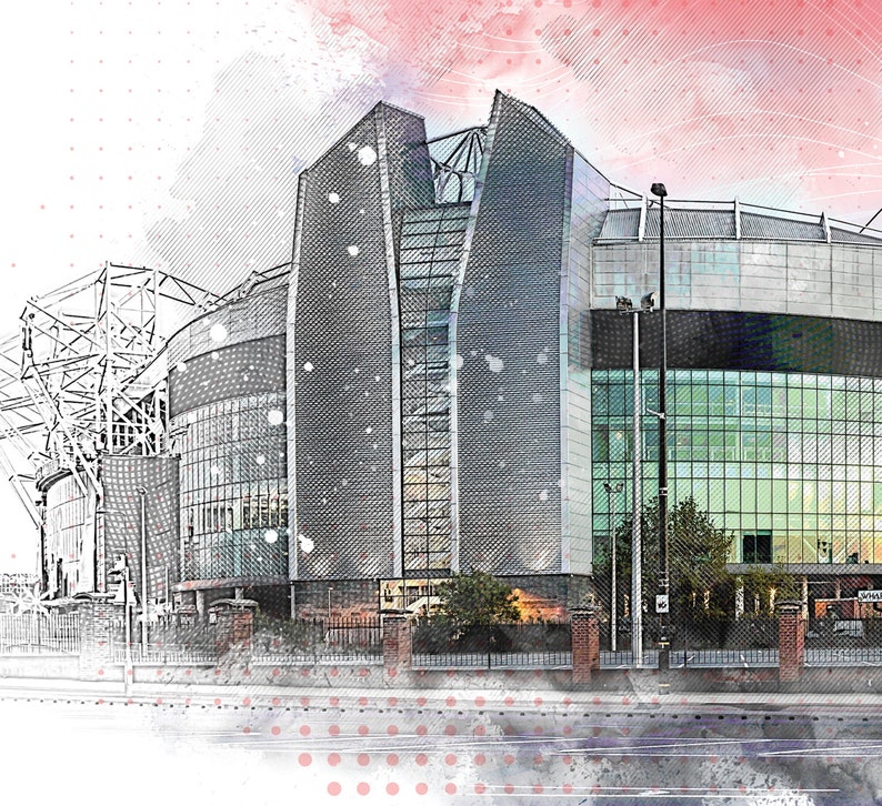 Manchester United Old Trafford Football Stadium Watercolour - Etsy UK