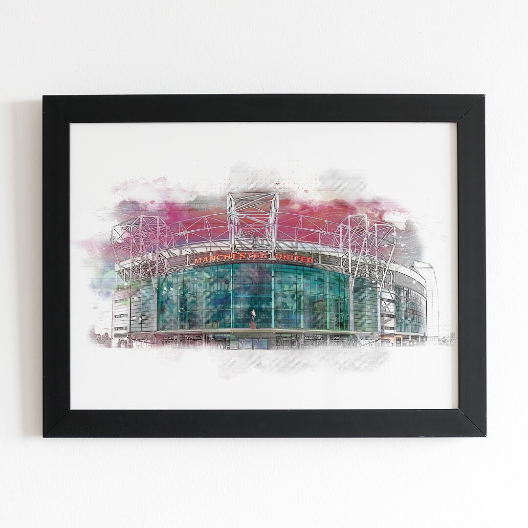 Old Trafford Stadium Print: Manchester United FC Watercolor Art - Etsy