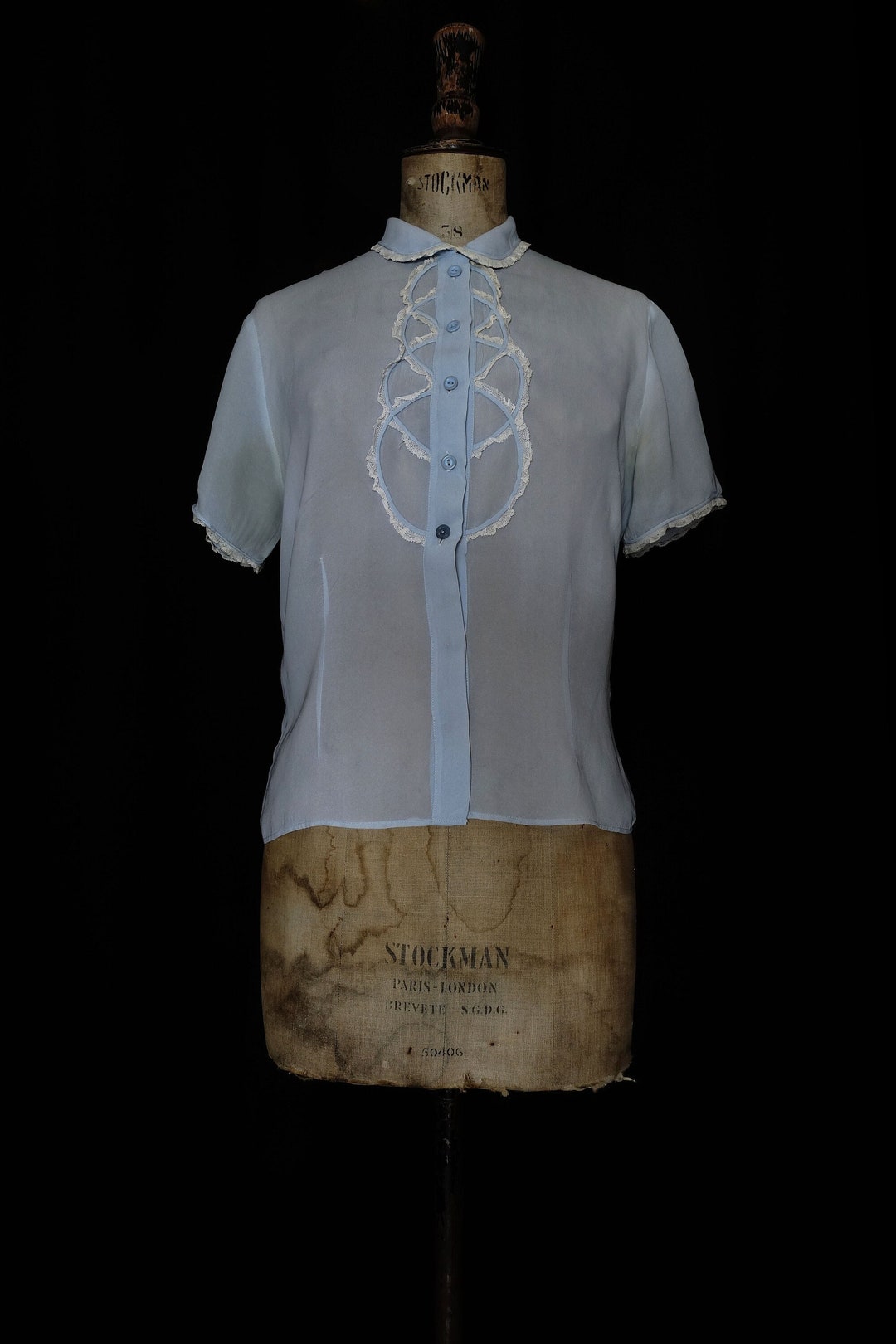 1930s Powder Blue Chiffon Blouse With Lace Detail - Etsy