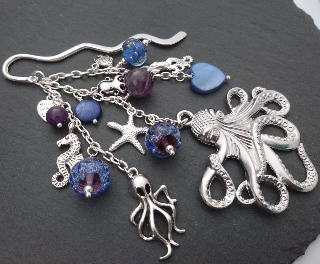 Waves Octopus Bookmark Under the Sea Bookmark Purple and Blue Octopus ...