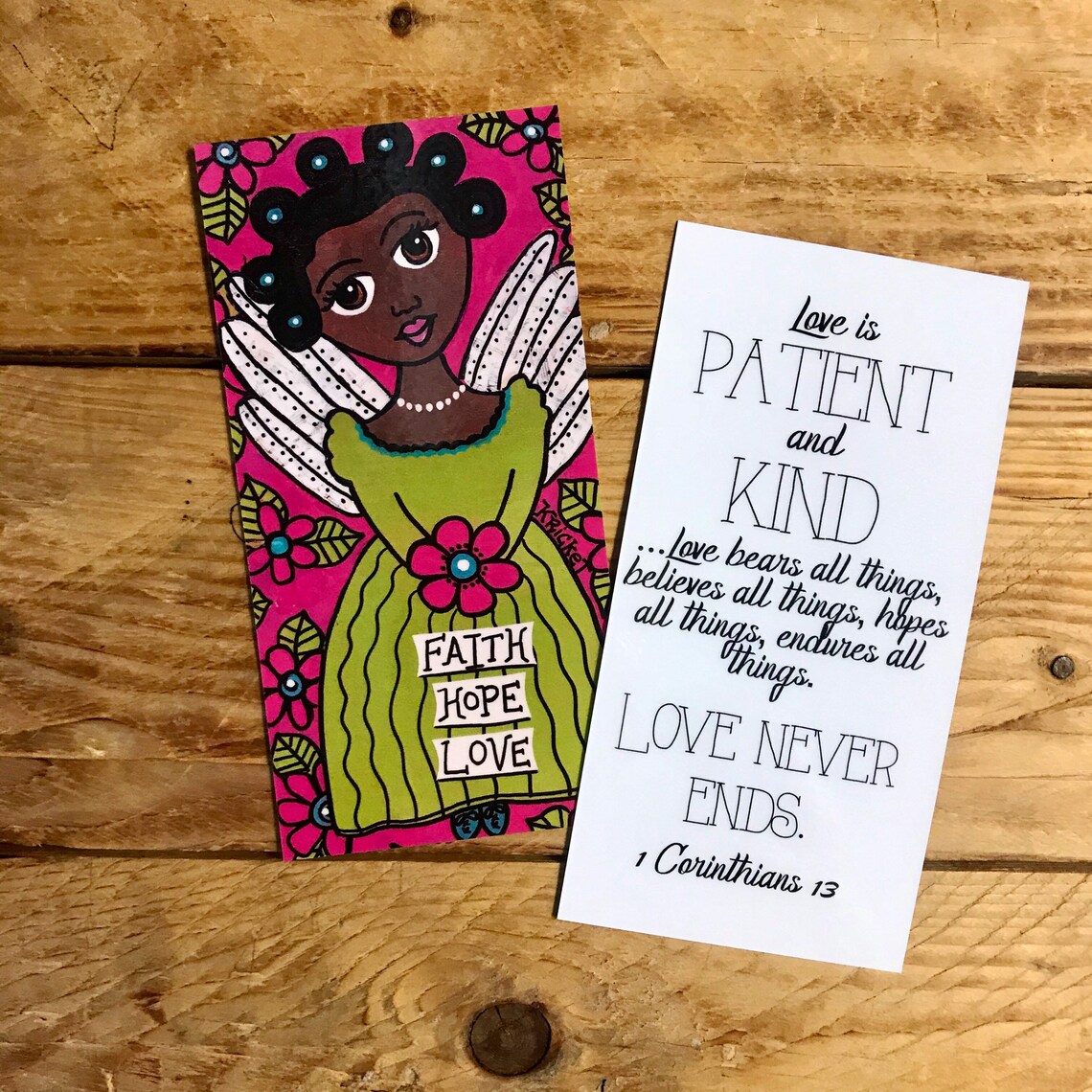 Faith Hope and Love Bookmark Art 3x5 Ships Free - Etsy