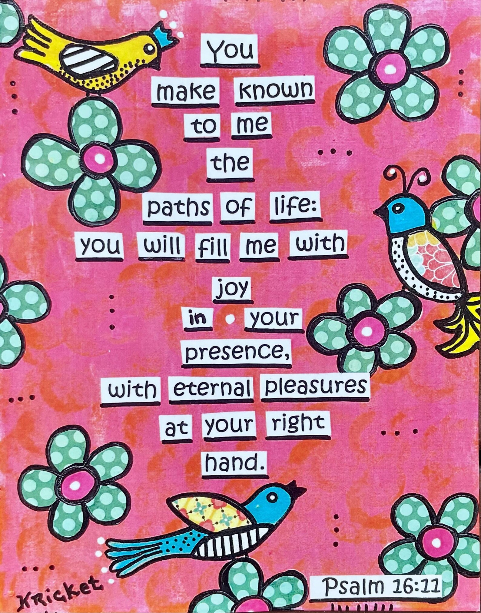 Inspirational Psalm 16 11 Wall Art, Colorful Floral Christian Print ...