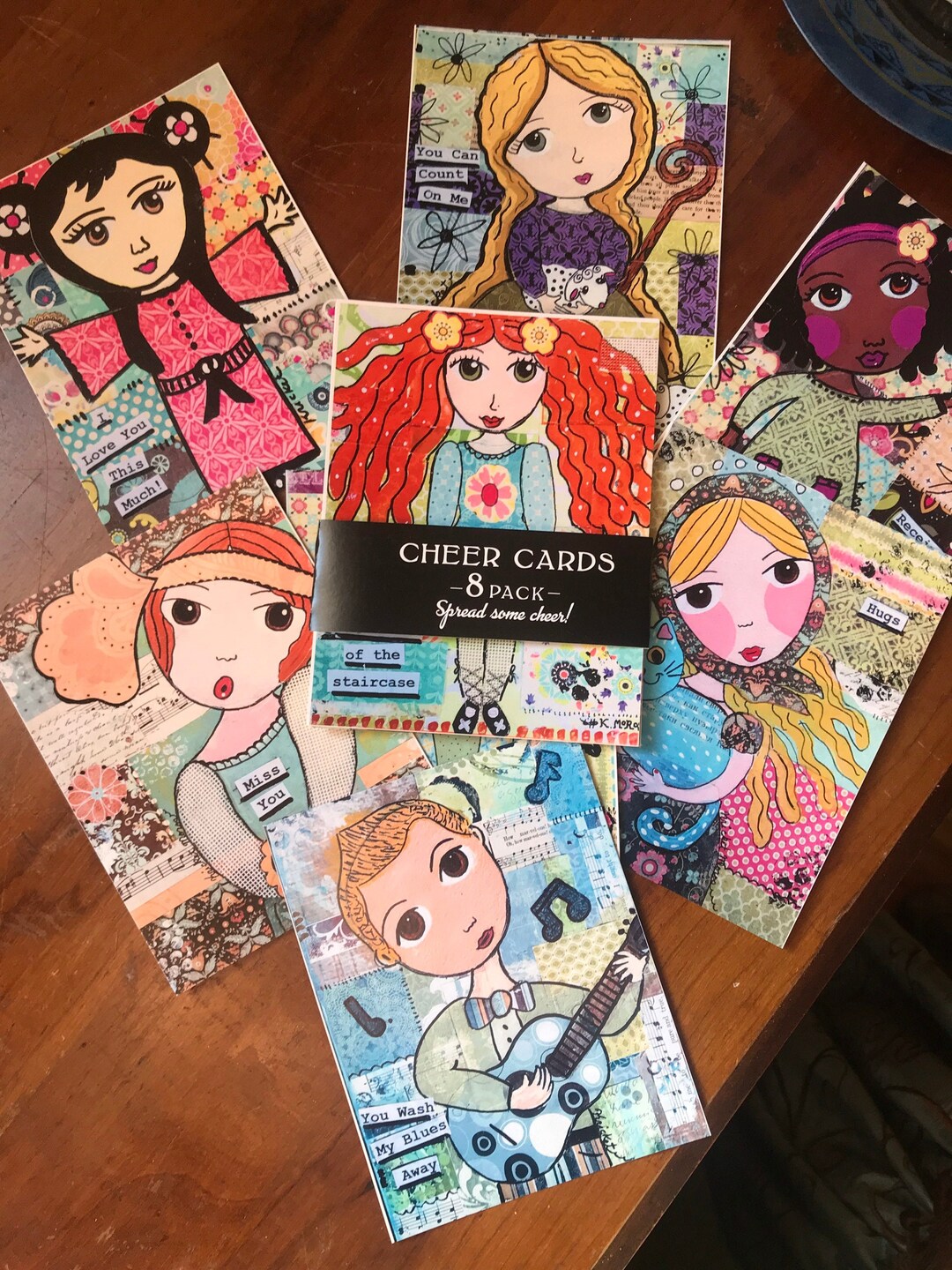 Cheer Cards Set of 8 Assorted Encouragement Valentine Postcards Mixed ...