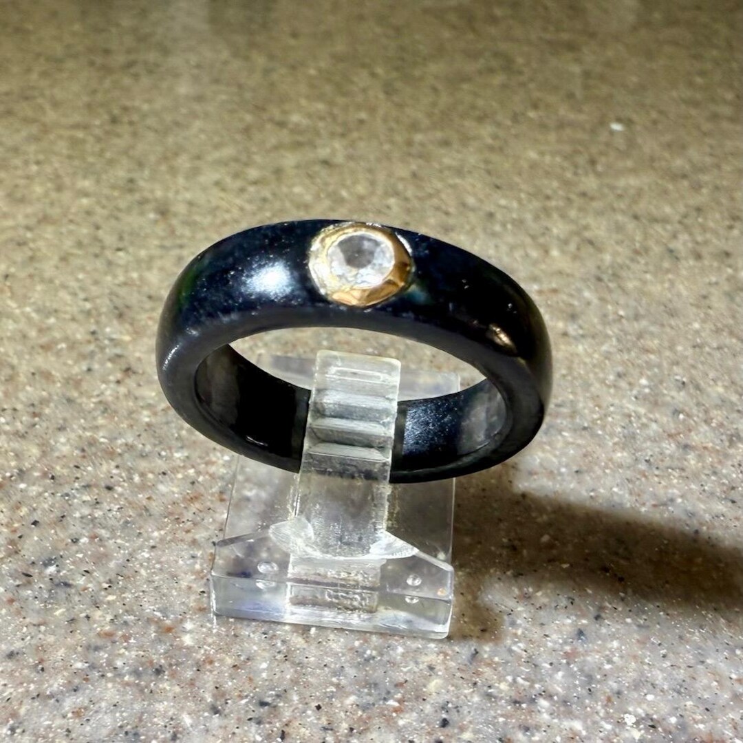 Vintage 14K Yellow Gold Black Jade & Goshenite Ring Size 9 - Etsy