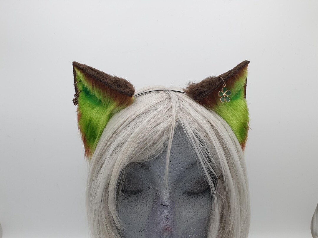 Chocolate Brown and Lime Green Fox Kit Ear Headband - Etsy
