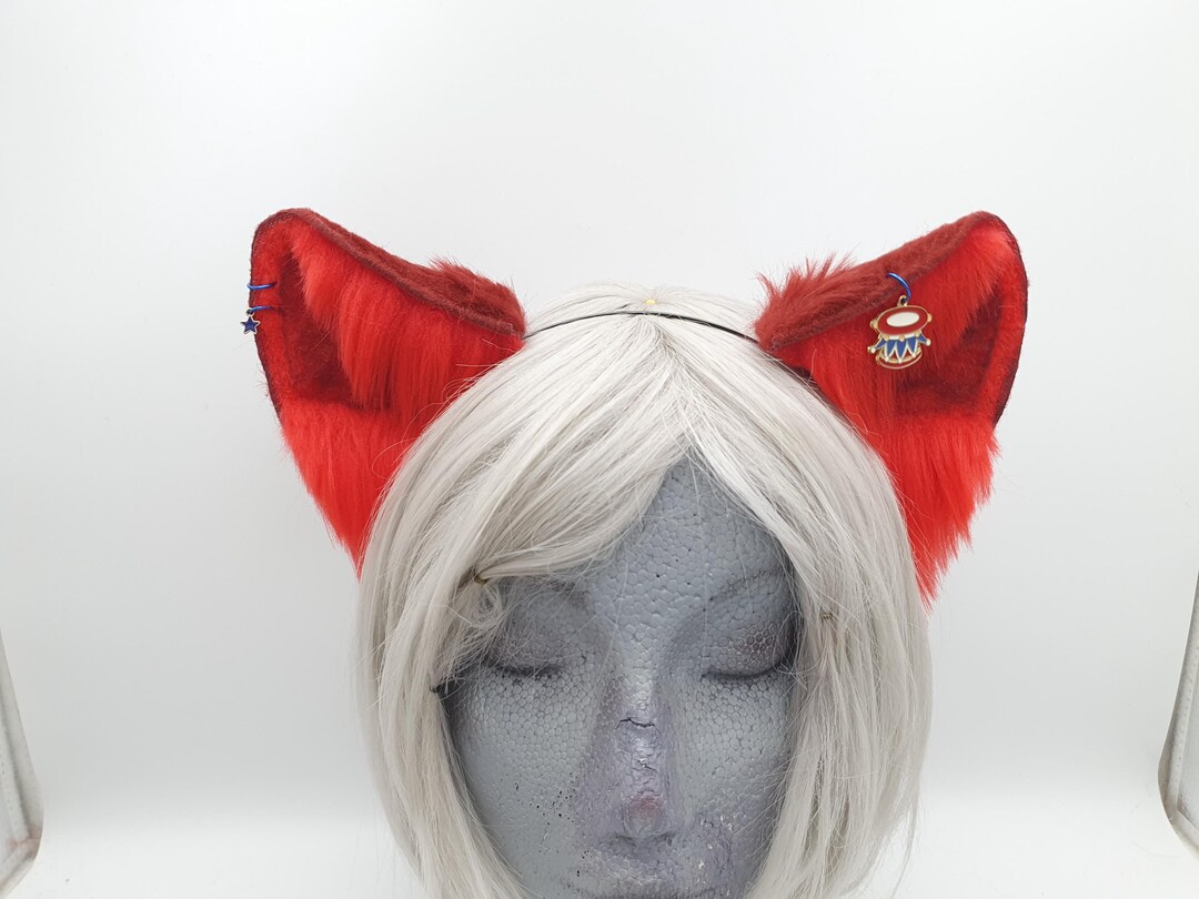 Dark Red and Bright Red Wolf Faux Fur Ear Headband: Furry/kemonomimi ...