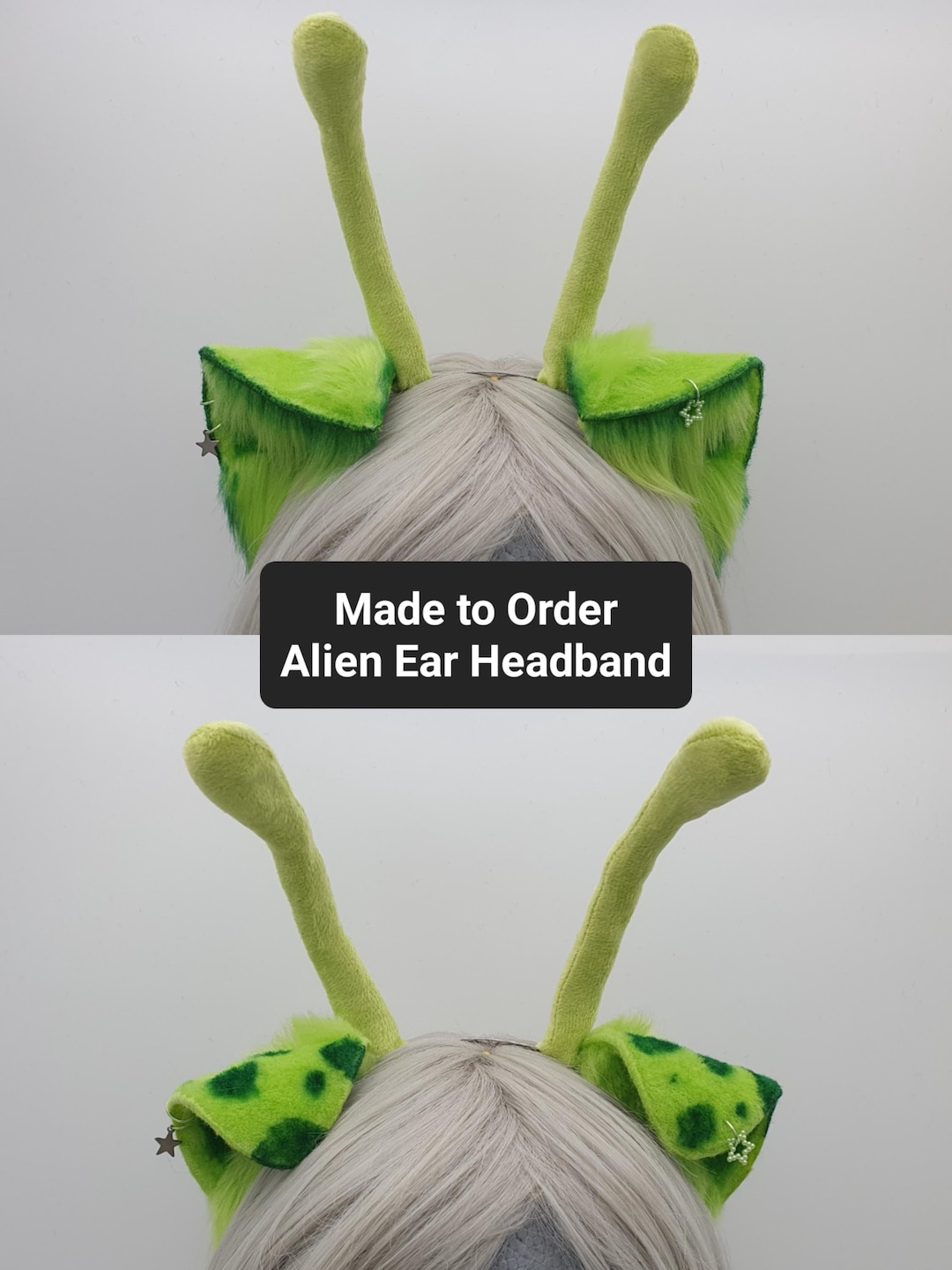 Made to Order - Choose Your Shape, Lime Green Alien Faux Fur Ears With ...