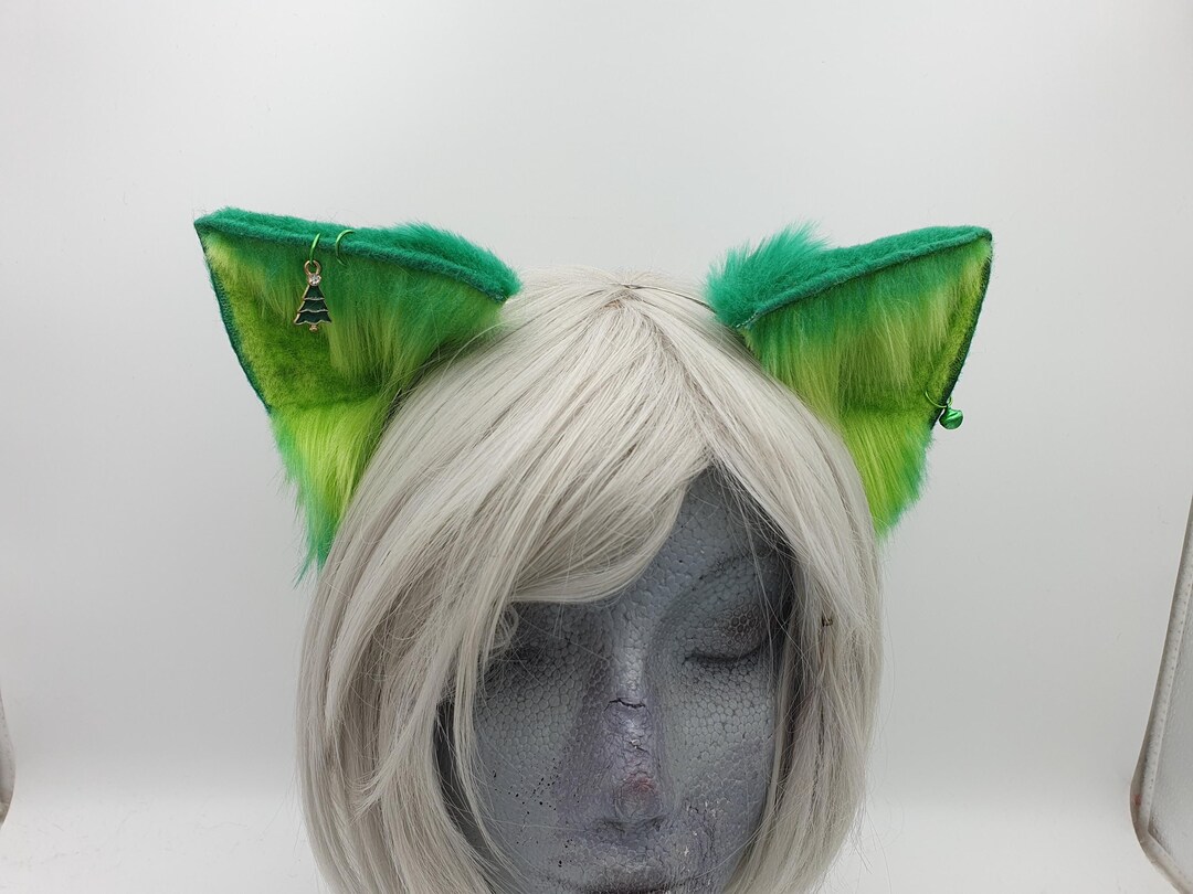 Forest Green and Lime Green Adult Fox Faux Fur Ear Headband: Furry ...