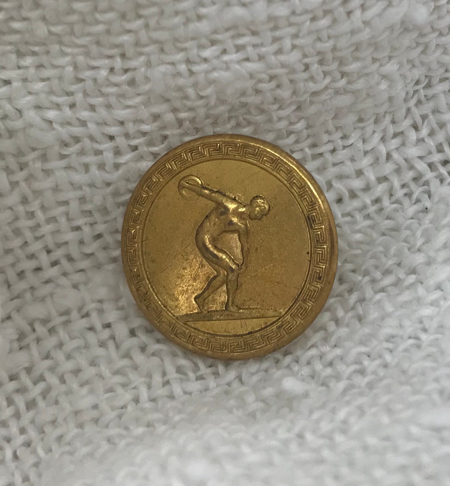 Vintage Olympic Athlete Throwing Discus 23mm Gold | Etsy