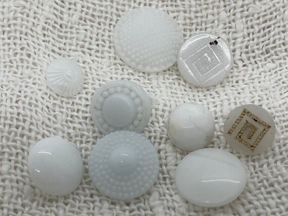 Victorian Glass Buttons White & Clambroth Hobnail Greek - Etsy