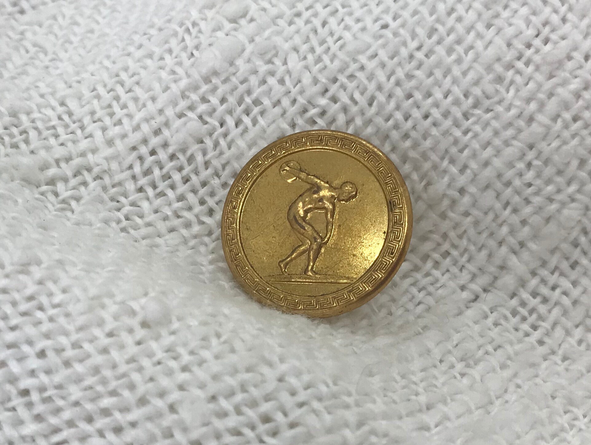Vintage Olympic Athlete Throwing Discus 23mm Gold | Etsy