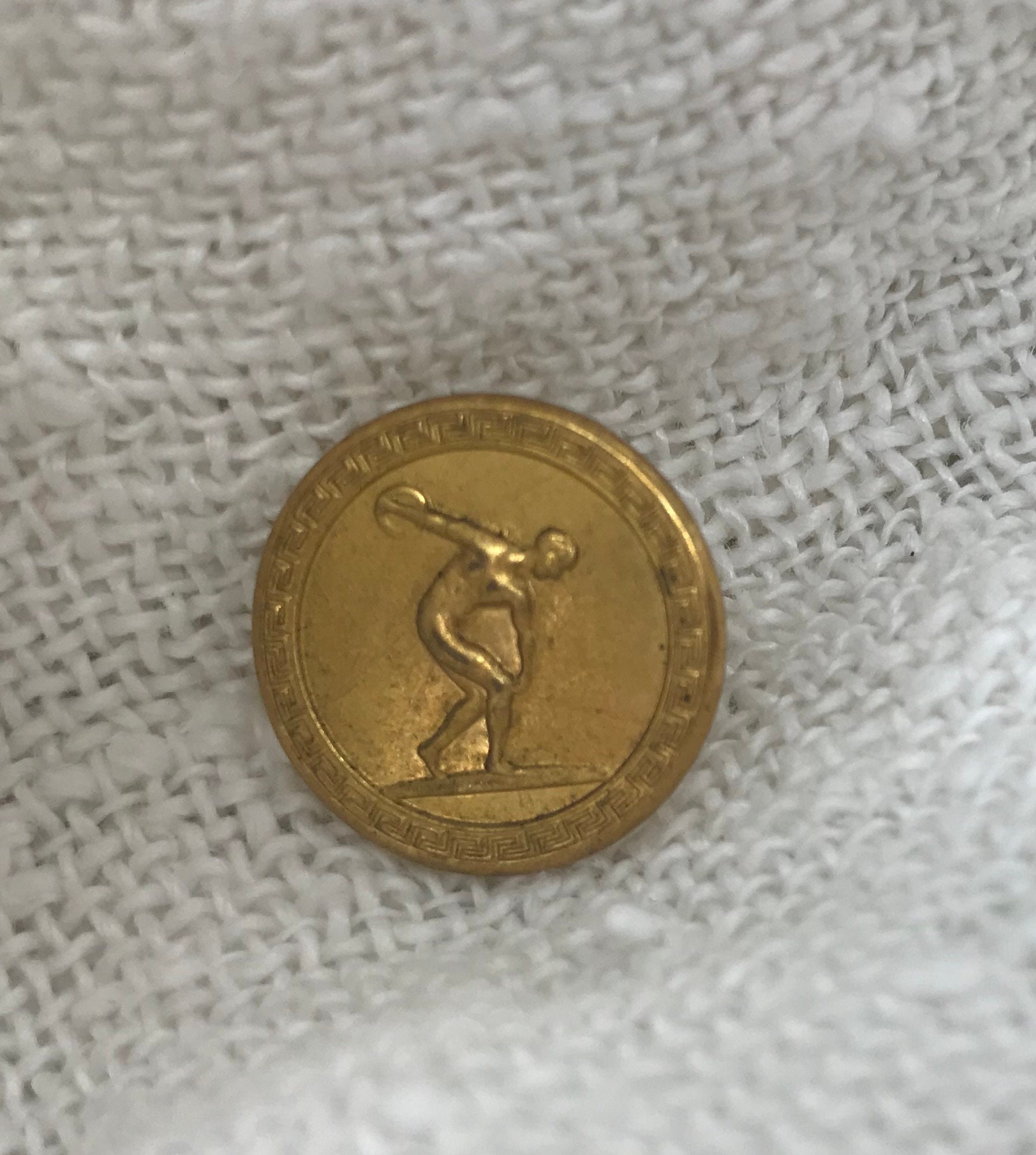 Vintage Olympic Athlete Throwing Discus 23mm Gold | Etsy