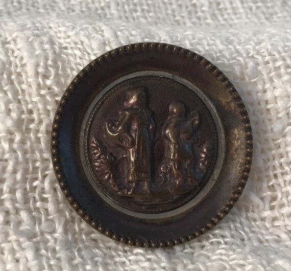 Figures Antique Brass Picture Button Inno and | Etsy