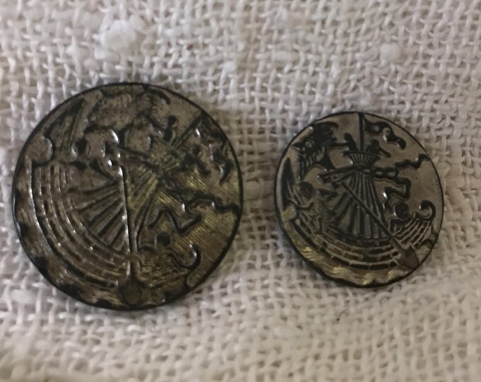 Antique Buttons, 2 Large 1800s Ship of Devilment - Etsy