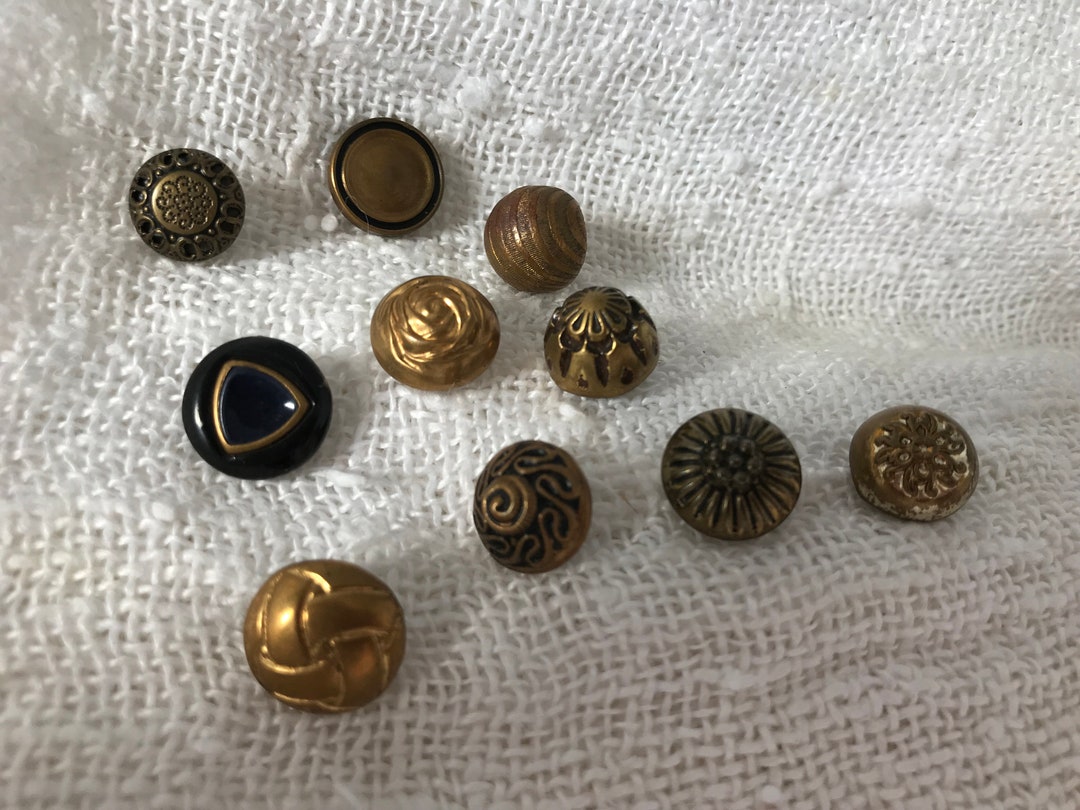 10 Antique Brass 1800s Buttons, Stamped, Pressed, Pierced - Etsy