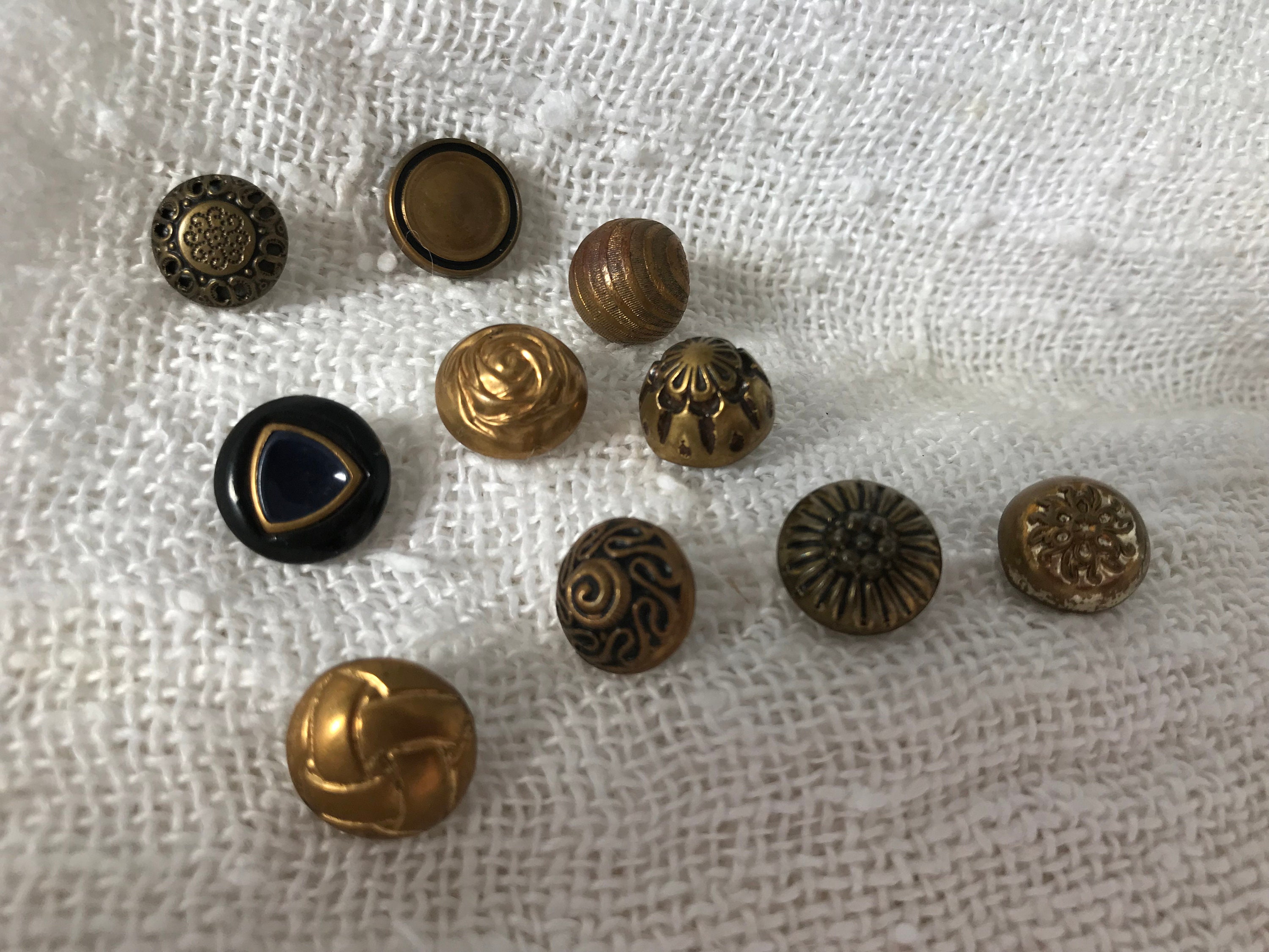 10 Antique Brass 1800s Buttons Stamped Pressed Pierced | Etsy