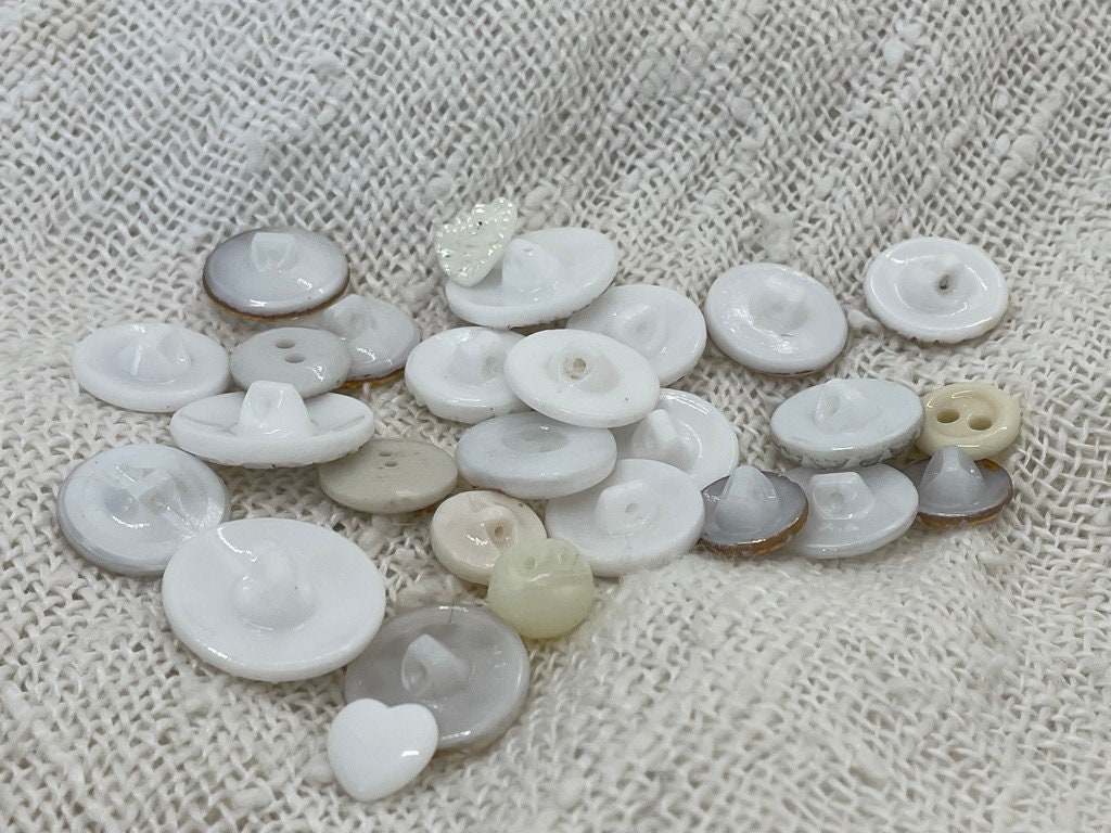 27 Modern White & Clambroth Glass Buttons Gold Luster - Etsy