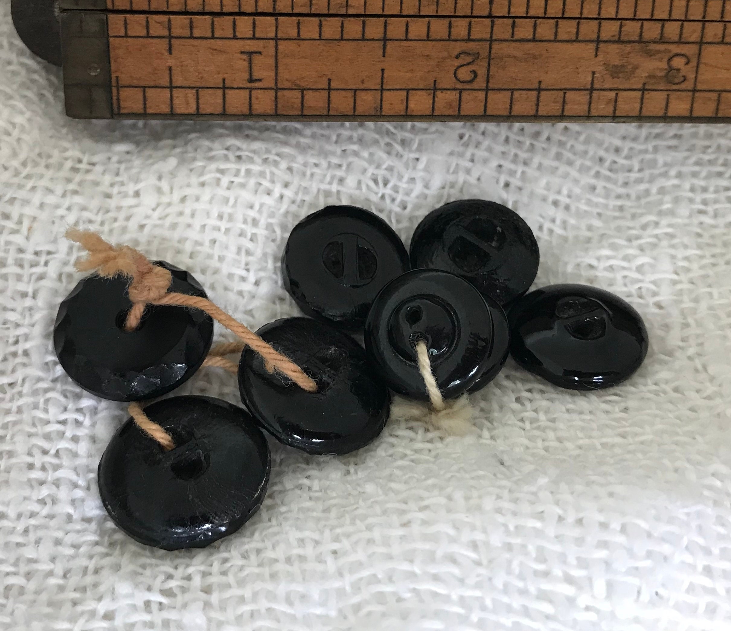 1800s Black Glass Whistle Buttons Gold Luster - Etsy