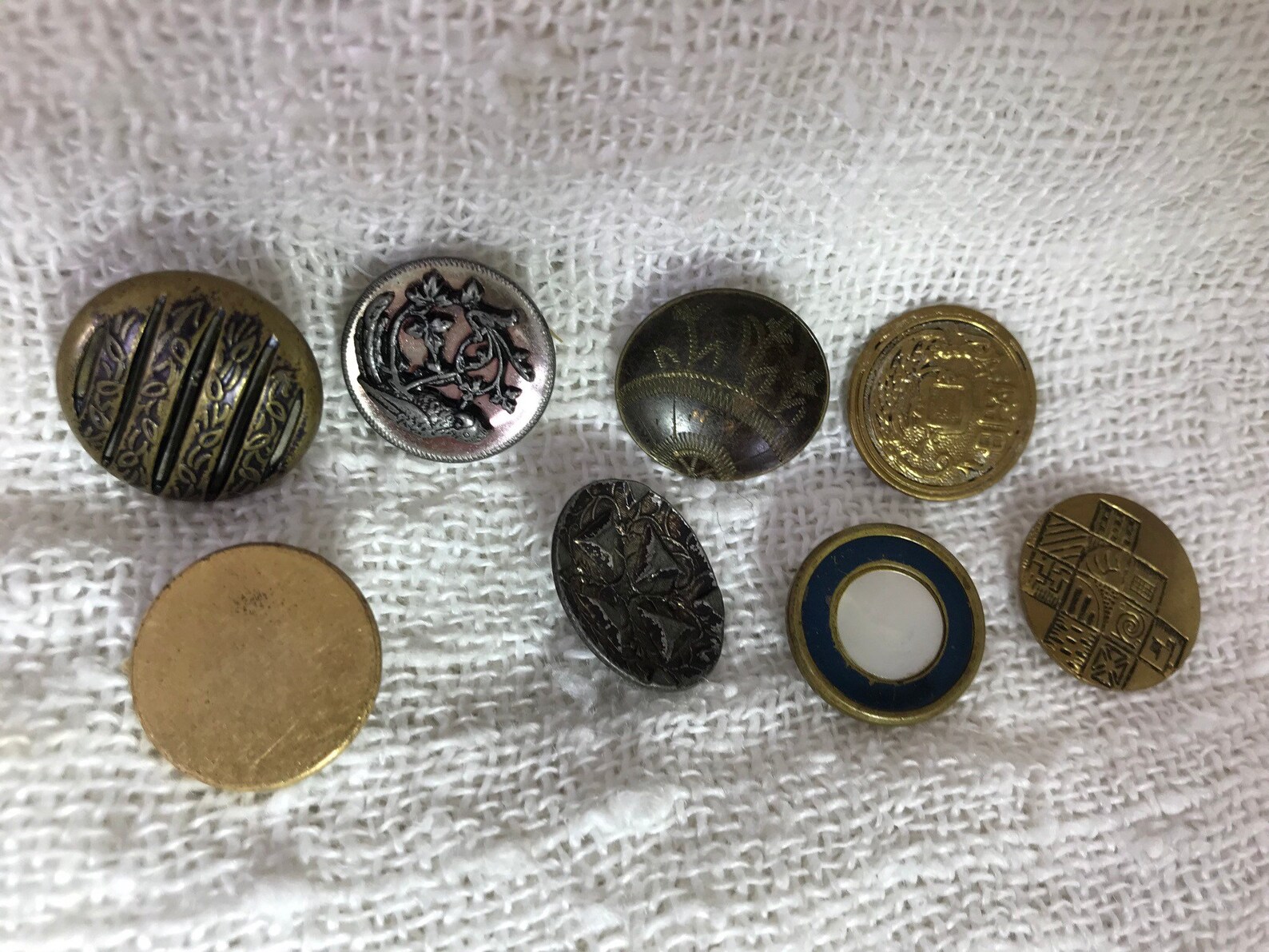 8 Med Antique Brass Buttons 19th Century Wire Loop - Etsy