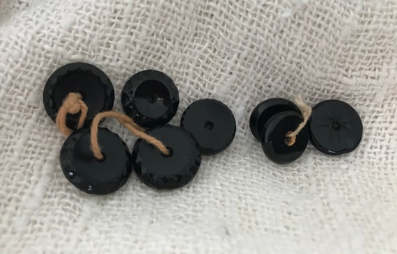 1800s Black Glass Whistle Buttons Gold Luster | Etsy