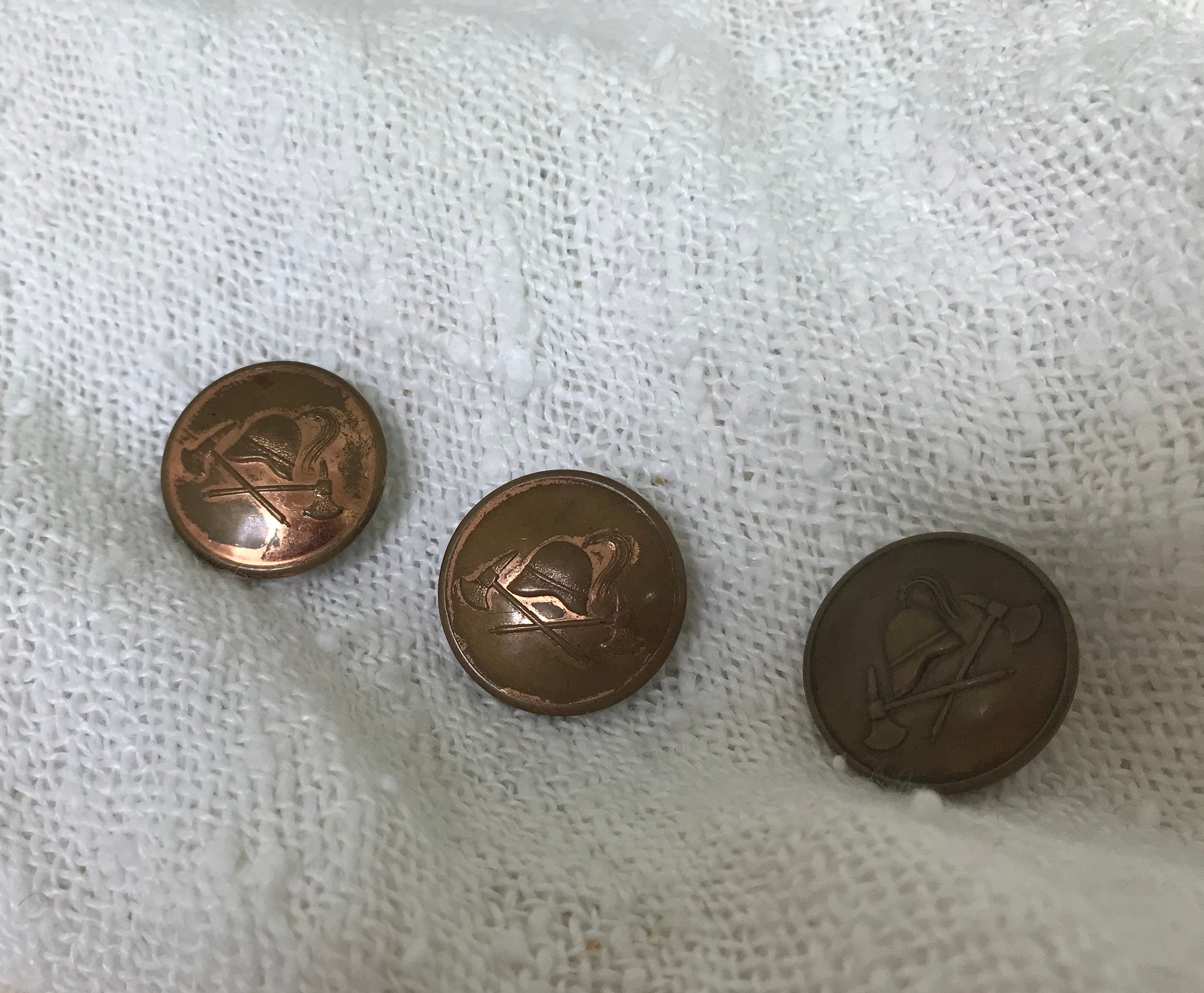 Antique Uniform Buttons German Fire Brigade Brass 3 Helmet | Etsy