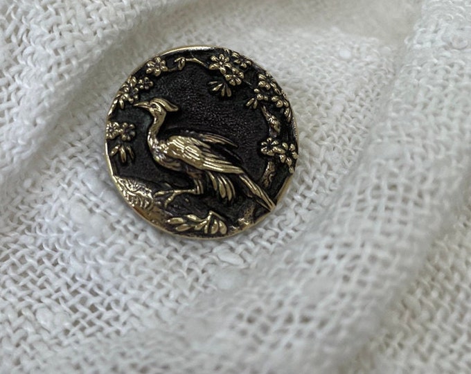 1800s Antique Brass Button, Pheasant on Ground, Flowering Trees - Etsy