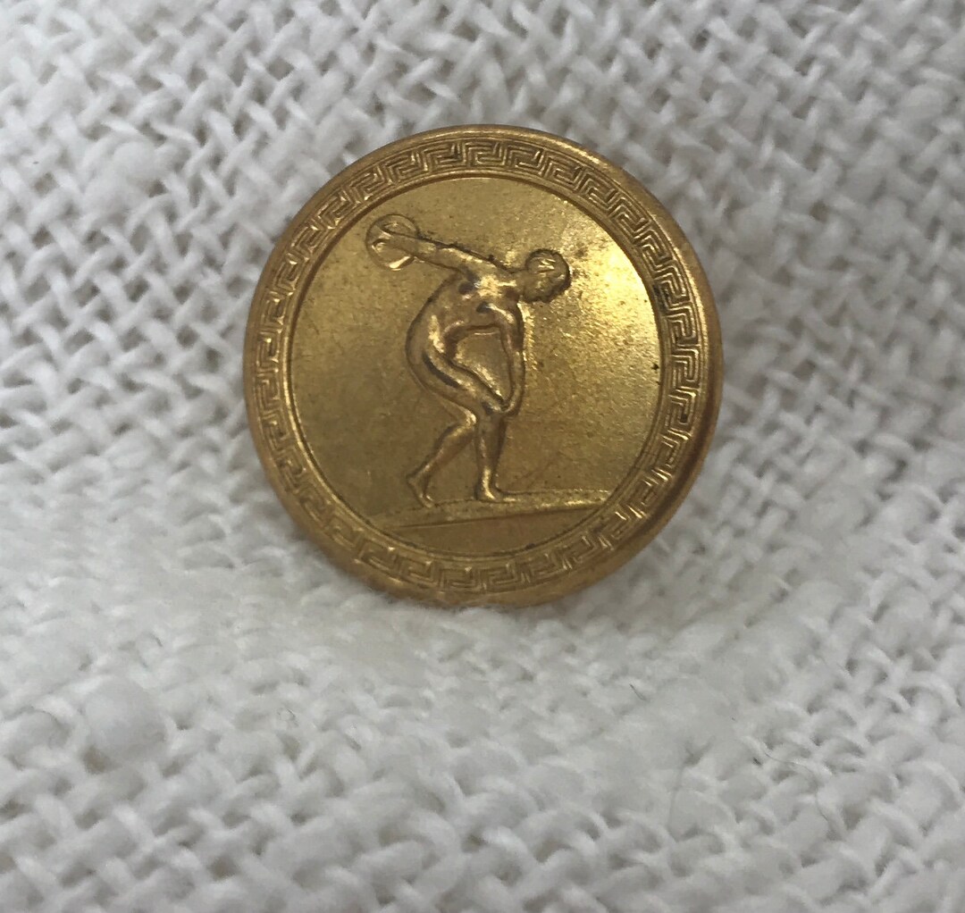 Vintage Olympic Athlete Throwing Discus, 23mm, Gold - Etsy