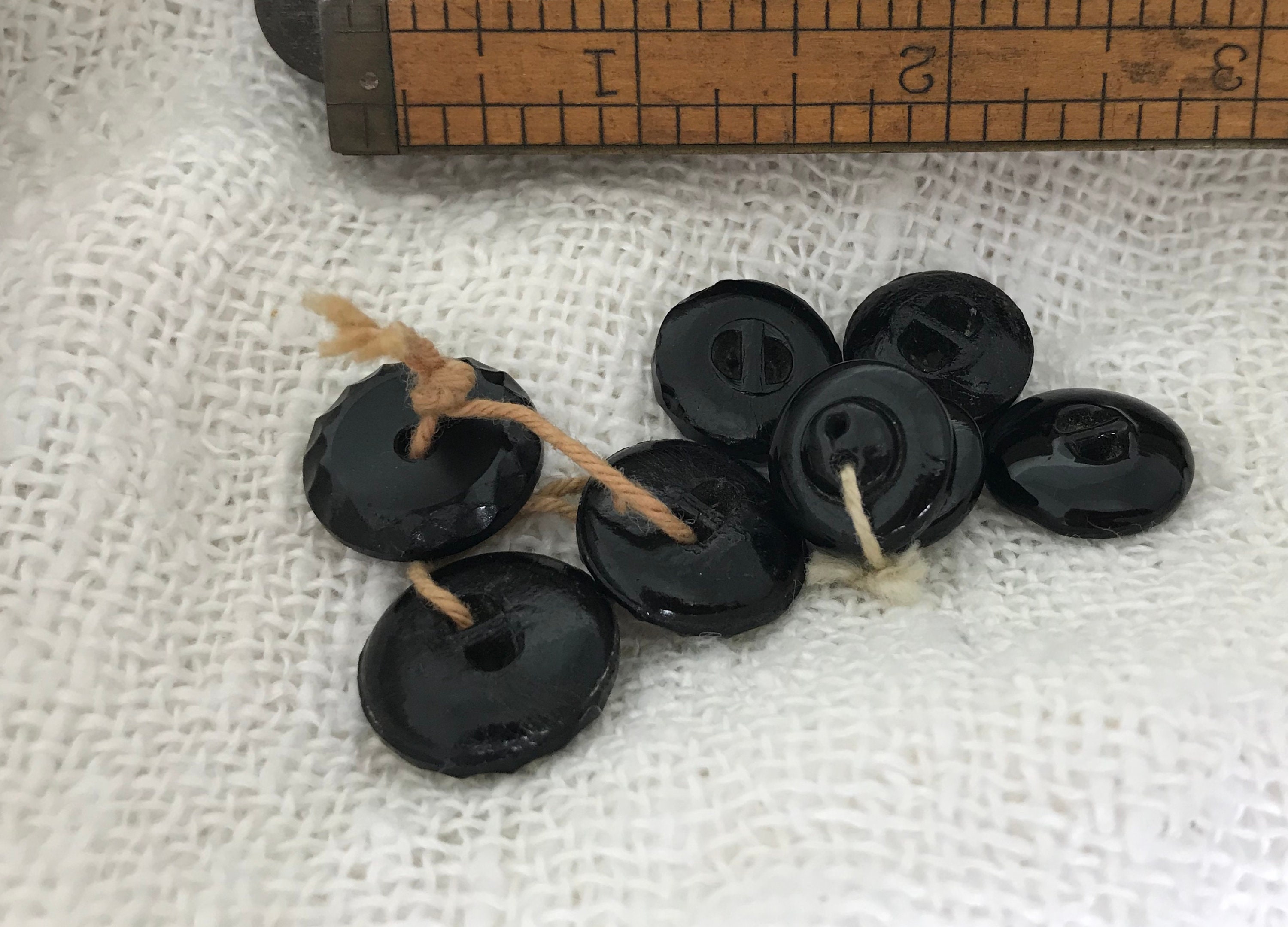 1800s Black Glass Whistle Buttons Gold Luster - Etsy