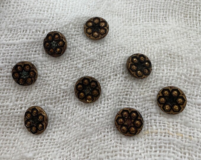 Antique Victorian Black Glass Buttons With Gold Luster Lot of 48 Ca ...