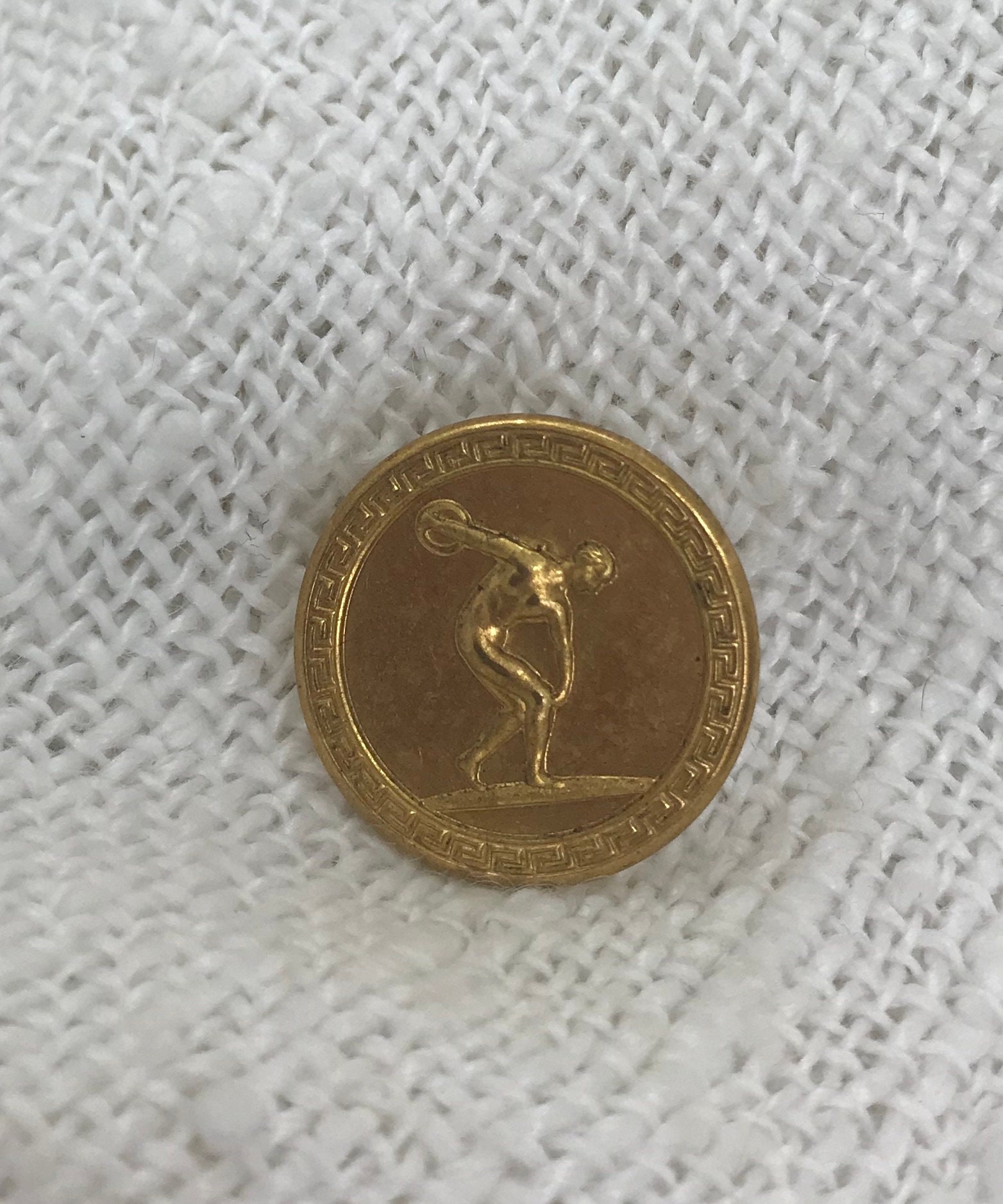 Vintage Olympic Athlete Throwing Discus 23mm Gold | Etsy