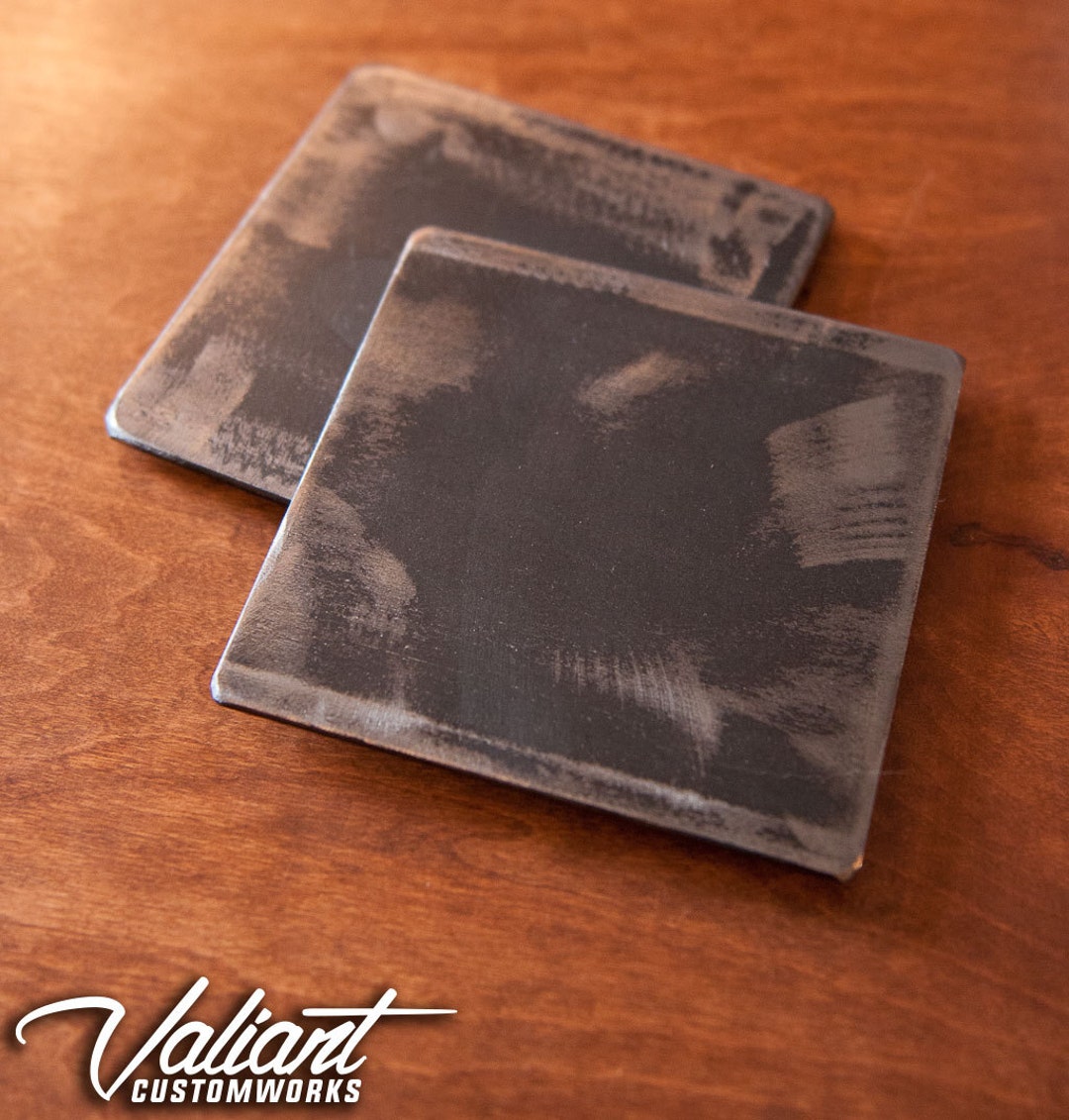 Beautiful Industrial 4 Steel Coasters Set of 4 With Optional Holder - Etsy