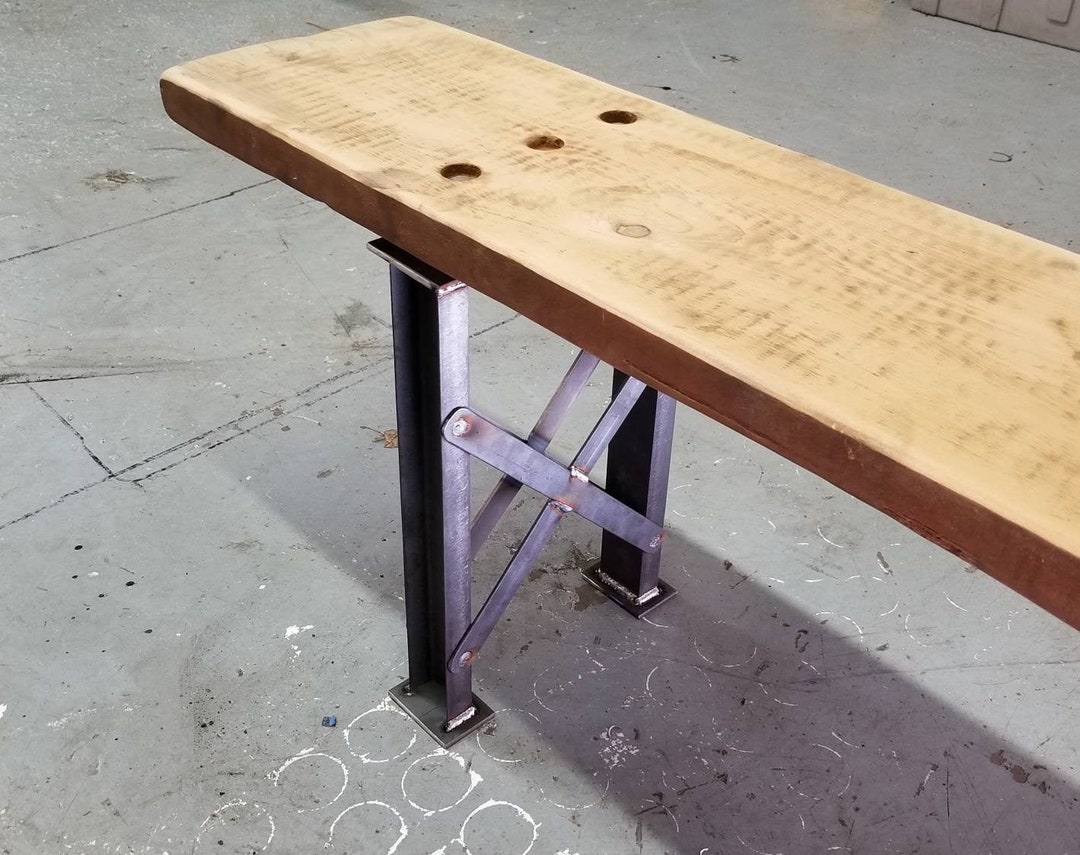Truss Bench Legs - 1" X 2" Channel With Bracing - Industrial Style- 1 ...