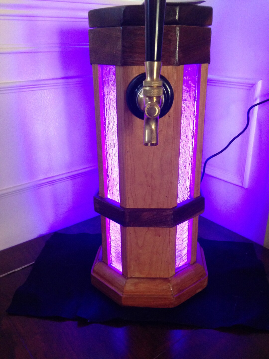 Custom Cherry and Walnut Draft Tower With LED Backlit Stained - Etsy