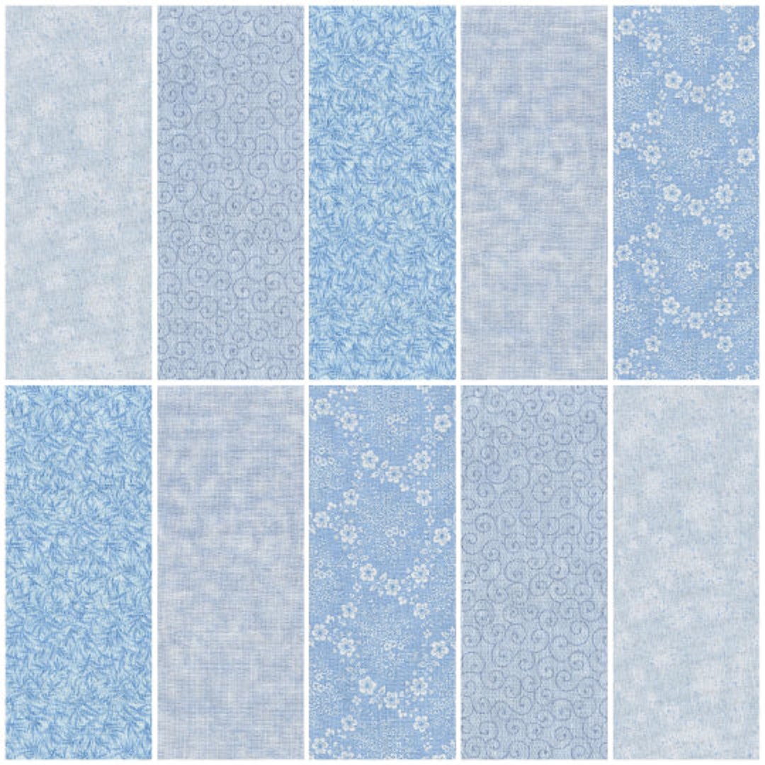 Jelly Roll 20 Strips 2 1/2 Light Blue Strips, 100% Cotton Fabric for ...