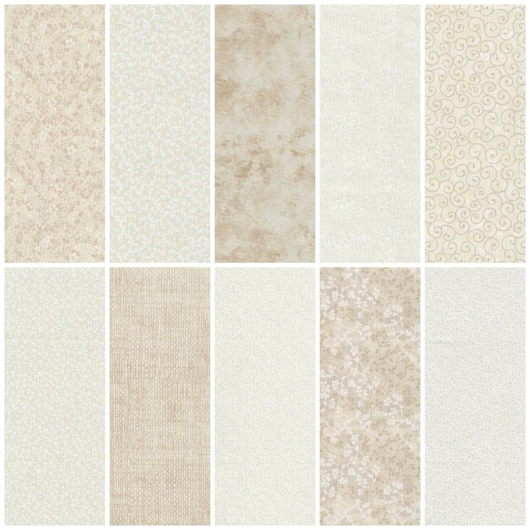 Jelly Roll, 20 2 1/2 Strips Beige, White on Natural & Ivory, 100% ...
