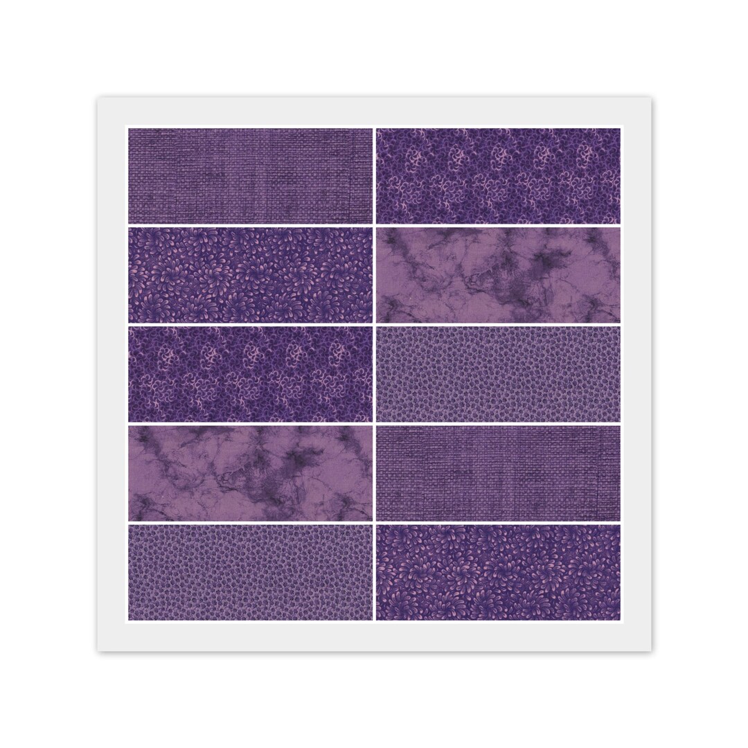 Purple Cotton Fabric: 10 Fat Quarters or 20 Strip Jelly Roll, Dups - Etsy
