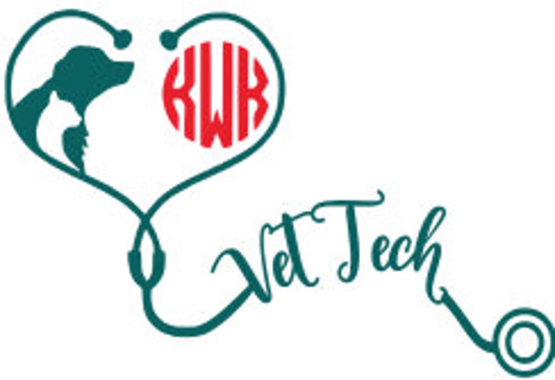 Veterinary Technician Window Decal VINYL vet Tech Monogram - Etsy