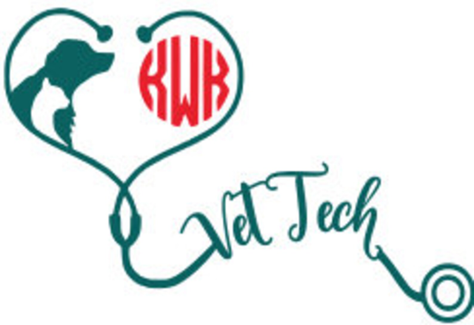 Veterinary Technician Window Decal - VINYL -vet Tech Monogram - Etsy