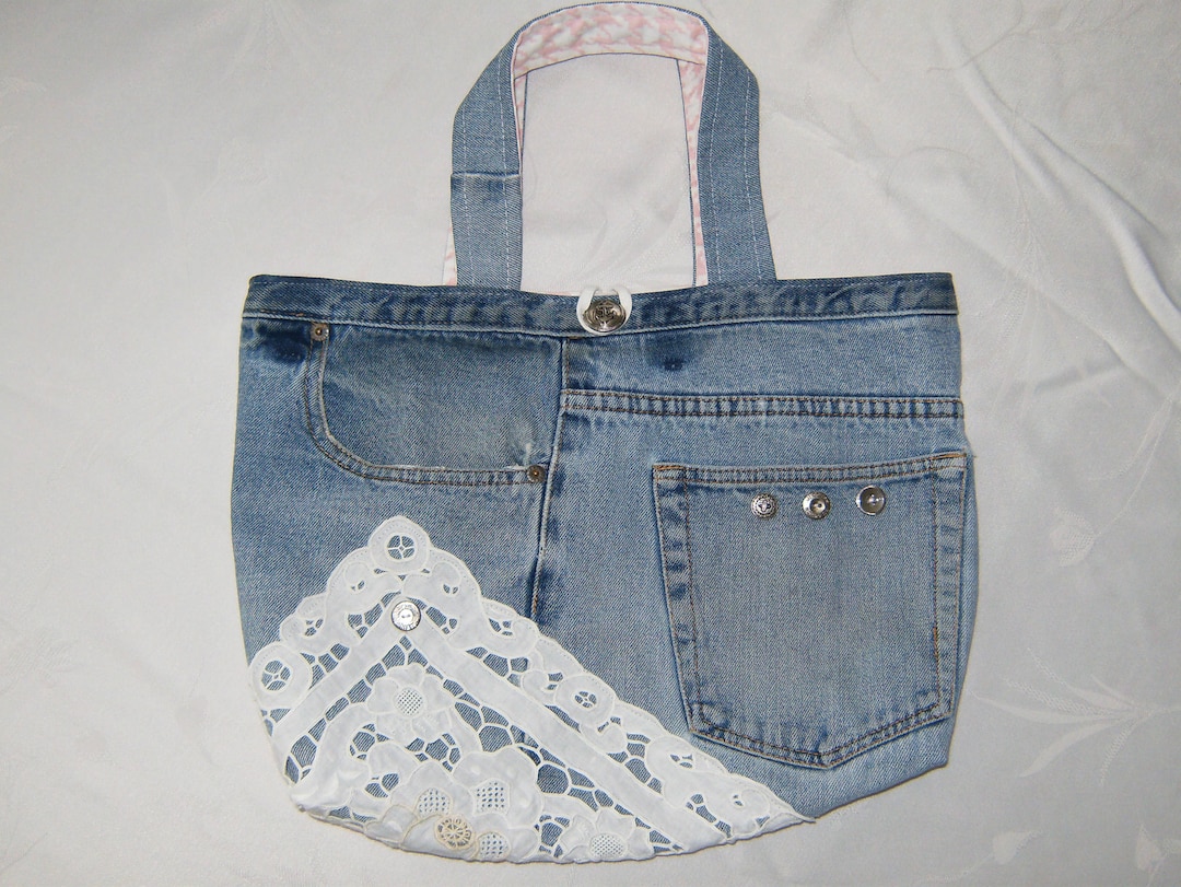 Jean Purse Blue Jean Denim Purse Upcycled Jean Purse Lined - Etsy