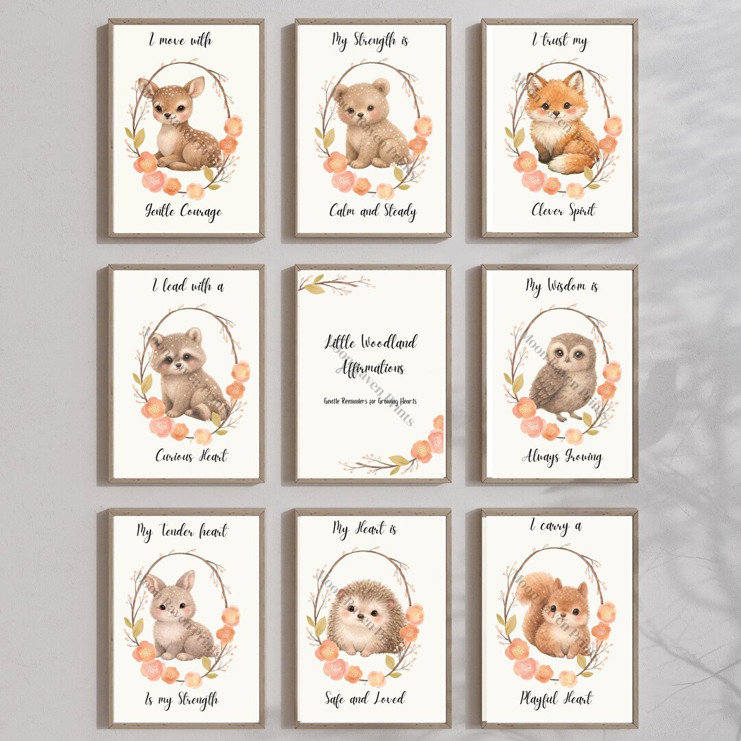 Woodland Animal Affirmation Prints, Boho Forest Nursery Wall Art ...