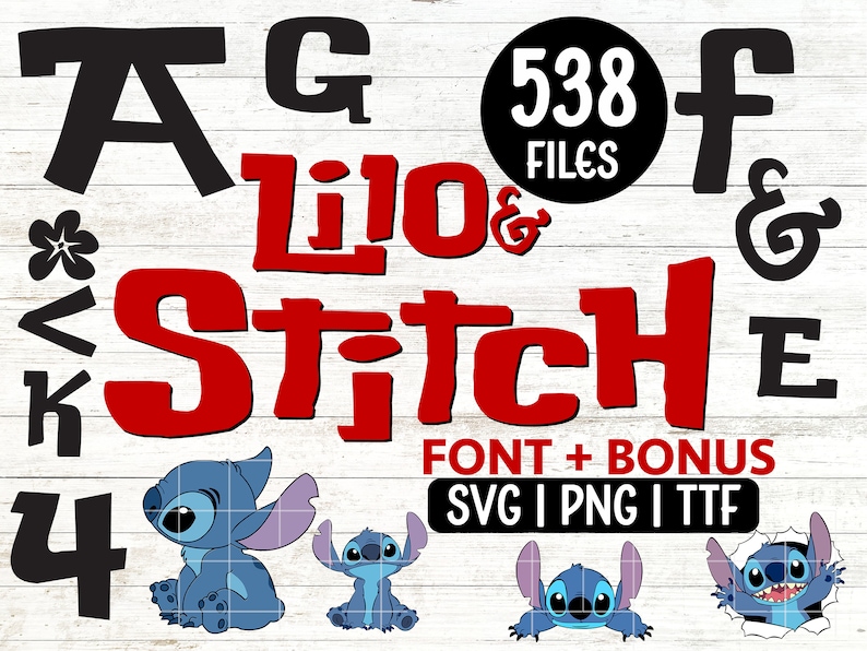Lilo and Stitch Font SVG TTF, Stitch Cut File, Stitch SVG - Etsy