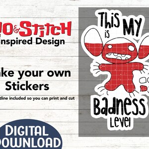 Stitch Badness Level Svg, Lilo and Stitch Sticker,stitch Svg, Studio3 ...